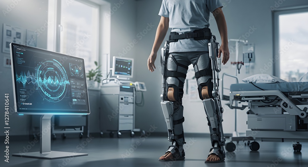 Medical exoskeleton rehabilitation technology in modern hospital room ...