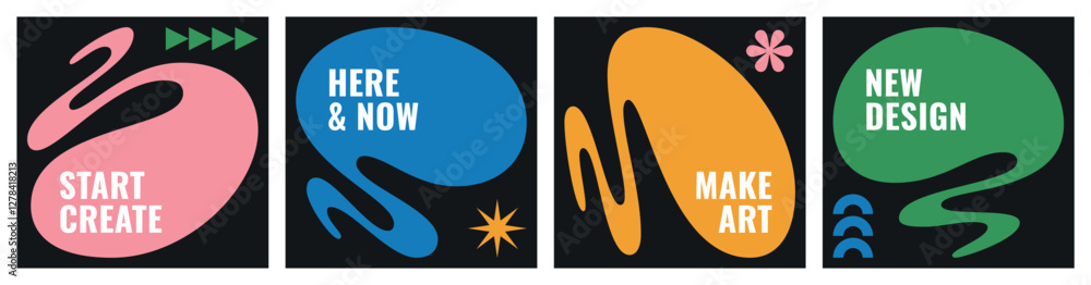 Abstract bubble title shape set. Vector liquid headline pattern ...