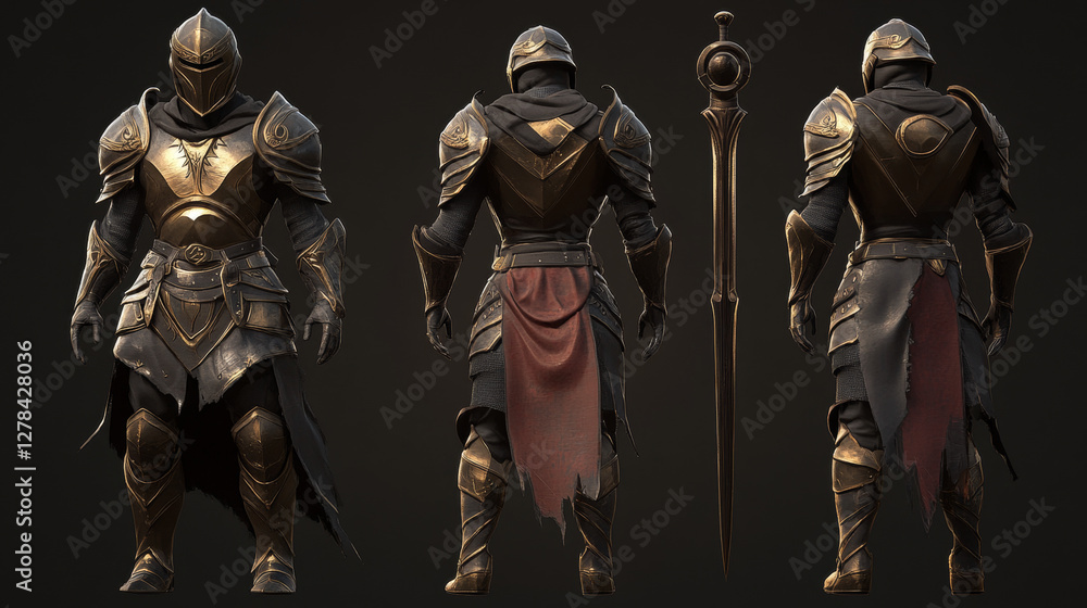 Ilustración de Stock Game armor icons and character viking walk cycle ...