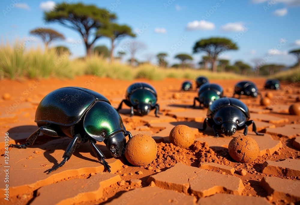 Savanna Ecosystem Engineers: High-Resolution Photo of Dung Beetles ...