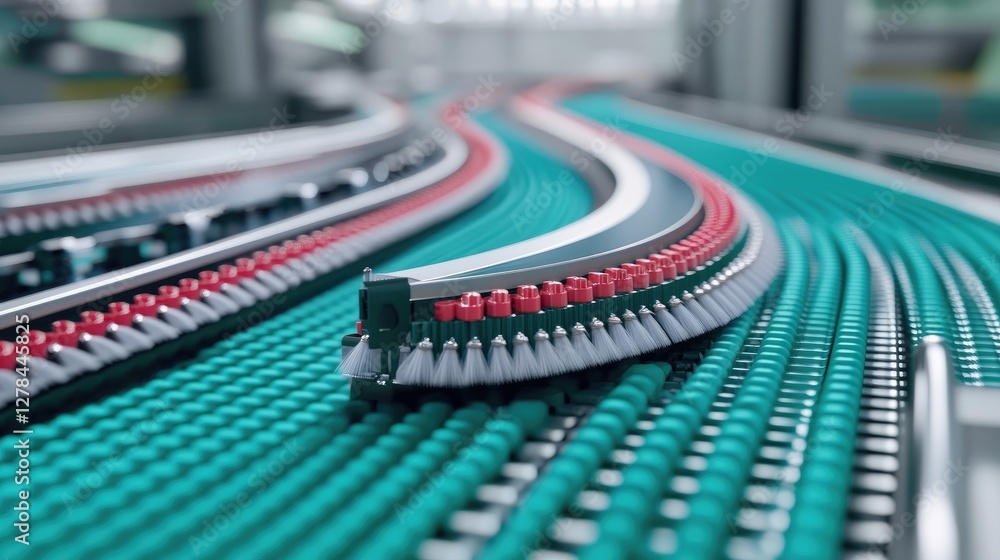 Automated conveyor-based tray cleaning system with rotating brush heads ...