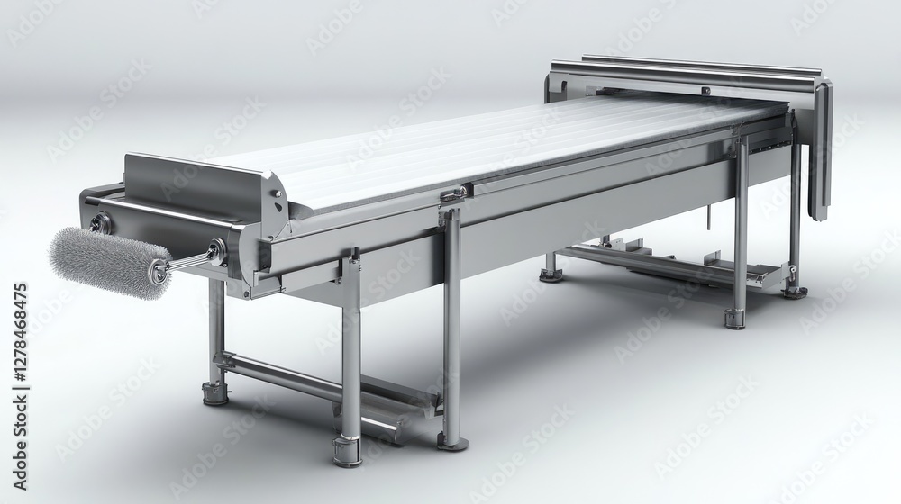 High-pressure conveyor belt cleaning system with dual rotating brushes ...