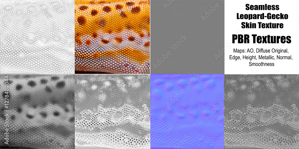 Ilustración de Stock Leopard Gecko Skin Texture PBR Texture All Maps 3D ...