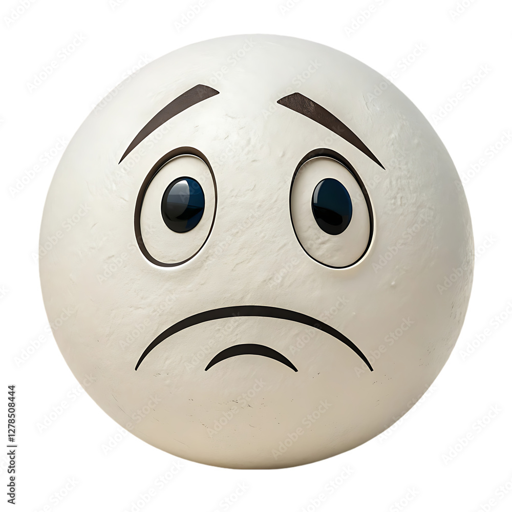The large very sad face emoji illustration isolated on white background ...