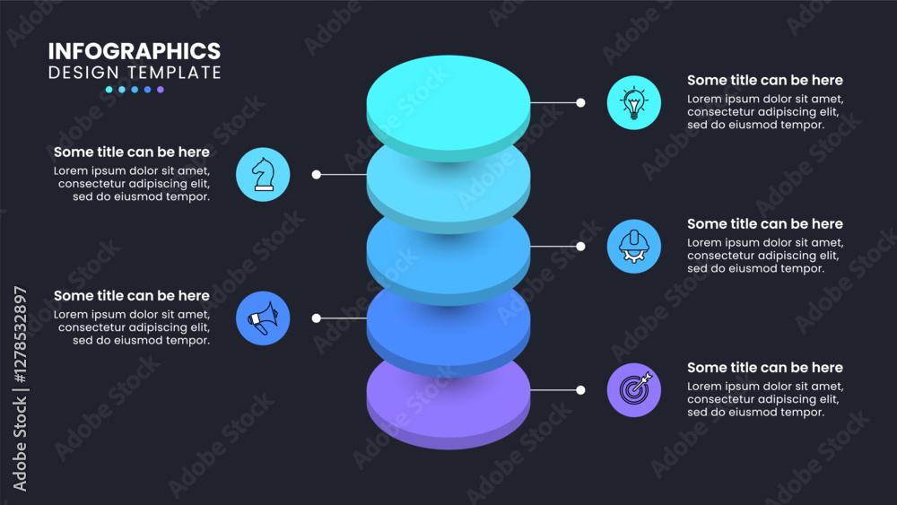 Infographic template. Layered circles with 5 steps Stock Vector | Adobe ...
