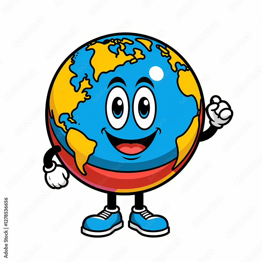 Happy cartoon world character smiling blue earth mascot / Mundo feliz ...