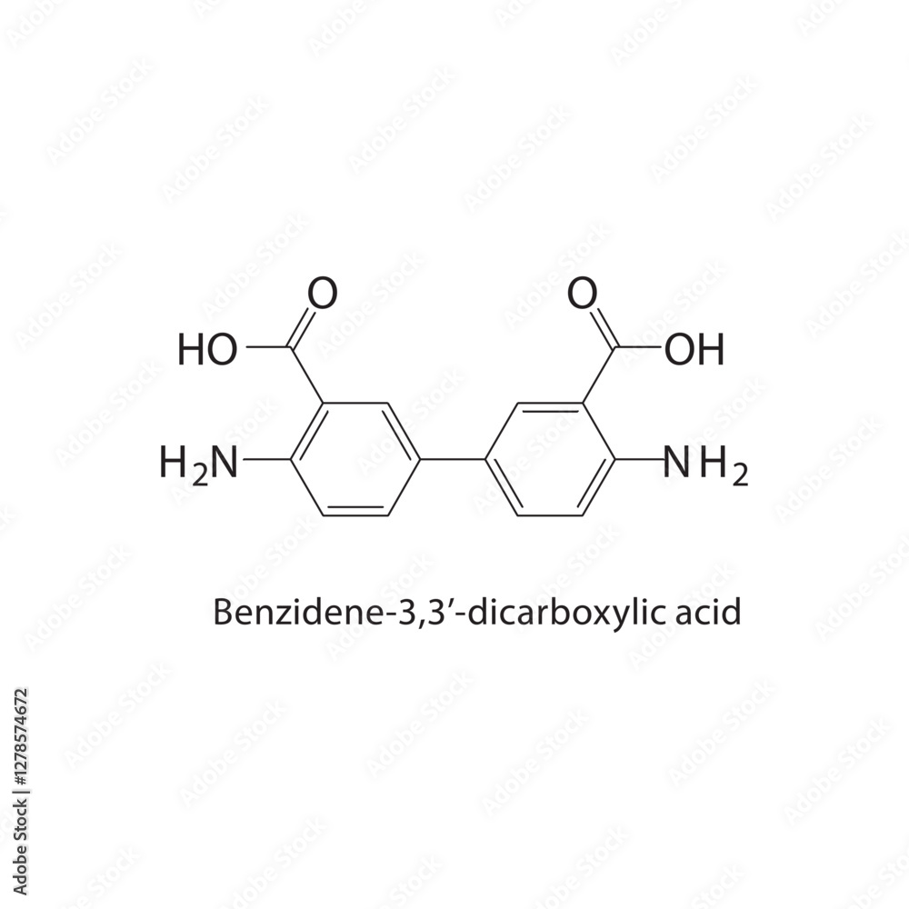 Benzidene-3,3’-dicarboxylic acid skeletal structure.Carboxylic Acid ...
