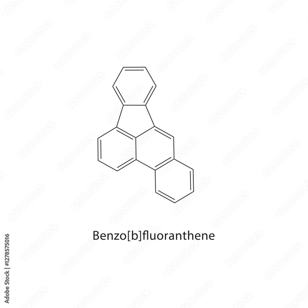 Benzo[b]fluoranthene skeletal structure.Polycyclic Aromatic Hydrocarbon ...