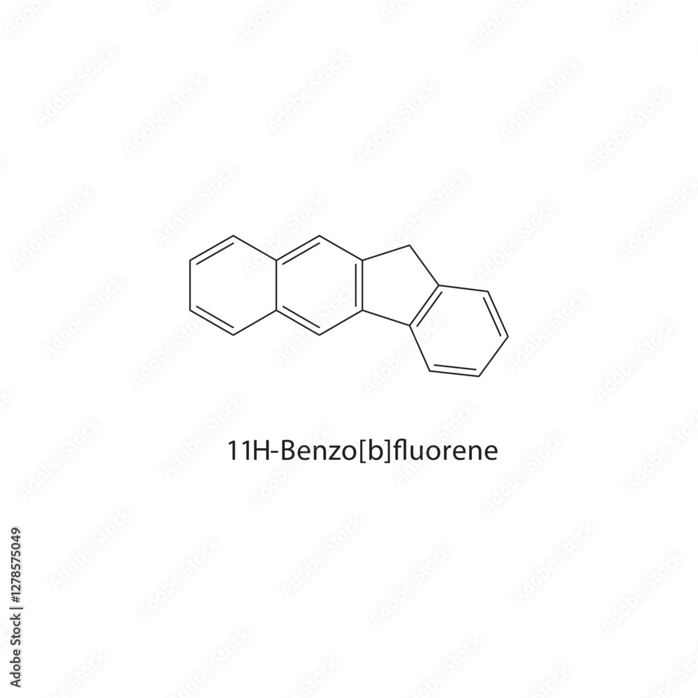 11H-Benzo[b]fluorene skeletal structure.Polycyclic Aromatic Hydrocarbon compound schematic ...