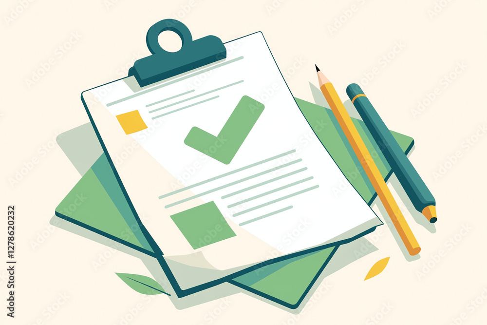 Tax return form with a green checkmark symbolizing successful filing ...