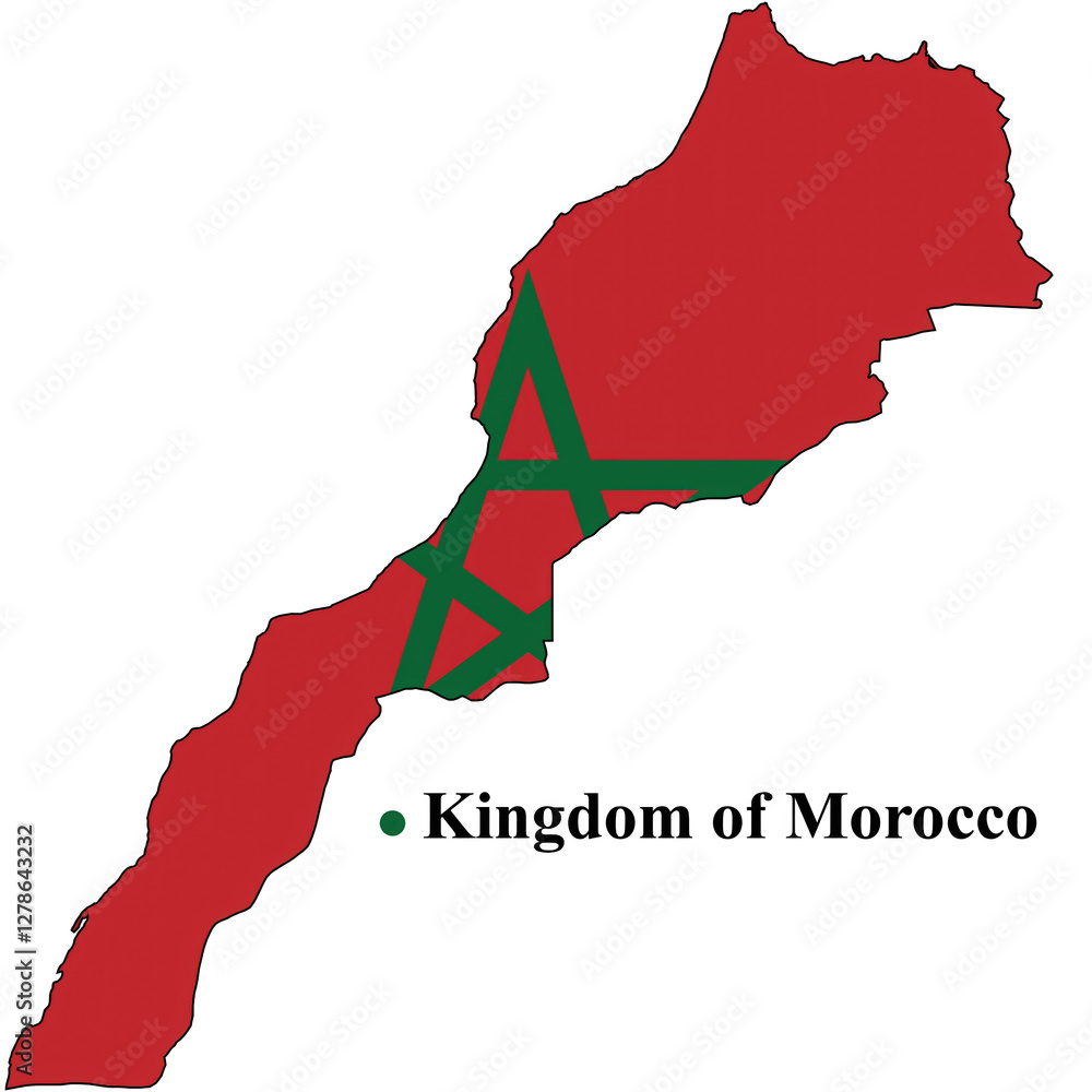 Visual representation of the Kingdom of Morocco with a prominent red ...