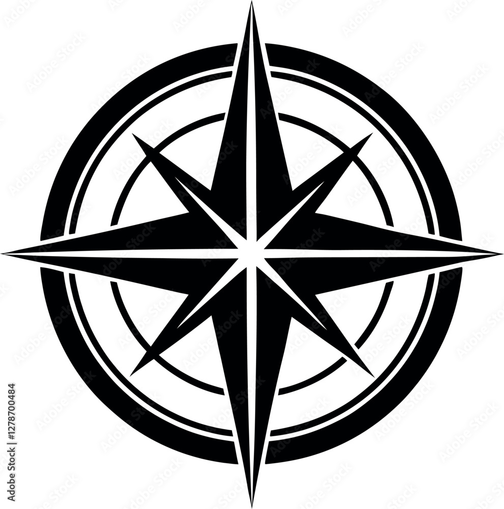 Minimalist Black Compass Silhouette Vector Illustration | Simple ...
