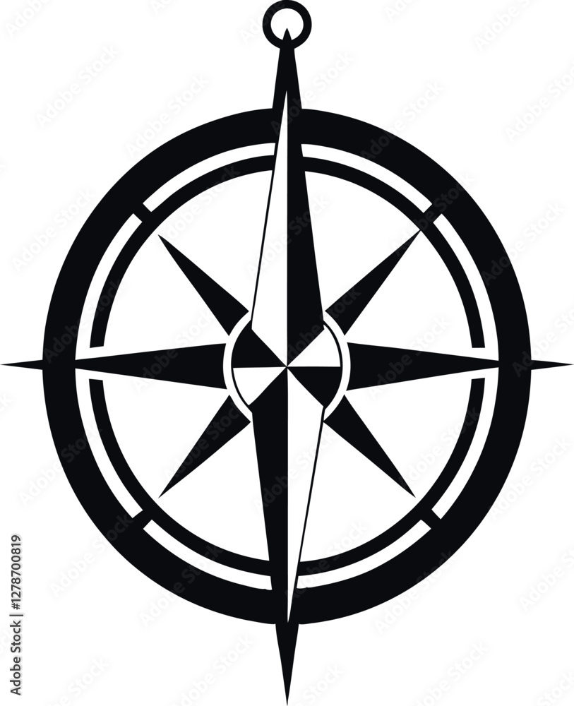 Minimalist Black Compass Silhouette Vector Illustration | Simple ...