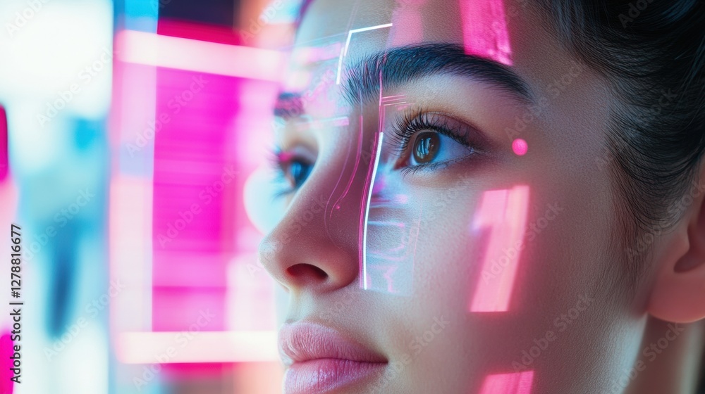 Augmented Reality Beauty Futuristic Neon Interface for Virtual Makeup ...