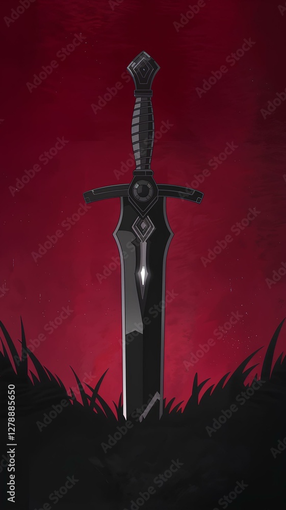 sword stuck in the ground, a fantasy sword that stands tall on the ...