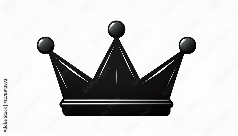 Simple black crown icon with five points on a transparent background ...