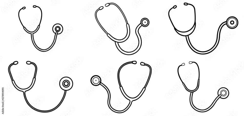 Medical Stethoscope Outline Coloring Page Printable Line Art Drawing ...