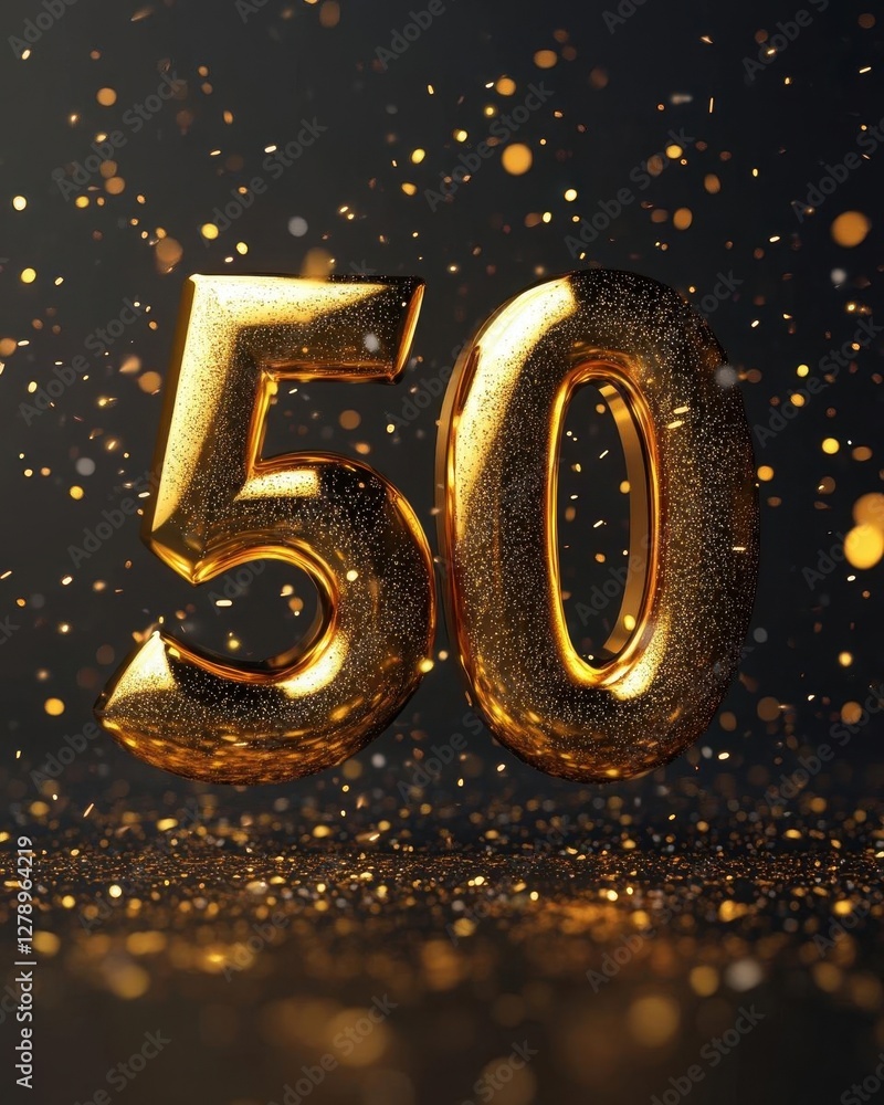 Elegant Golden 50th Anniversary Celebration Design with Sparkling ...
