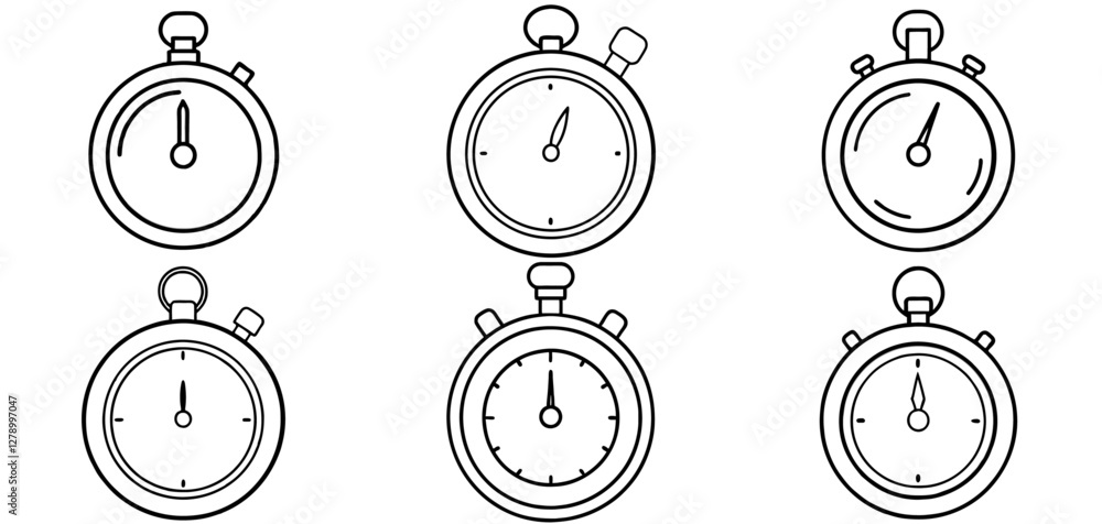 Stopwatch Outline Coloring Page Printable Line Art Drawing Stock Vector ...