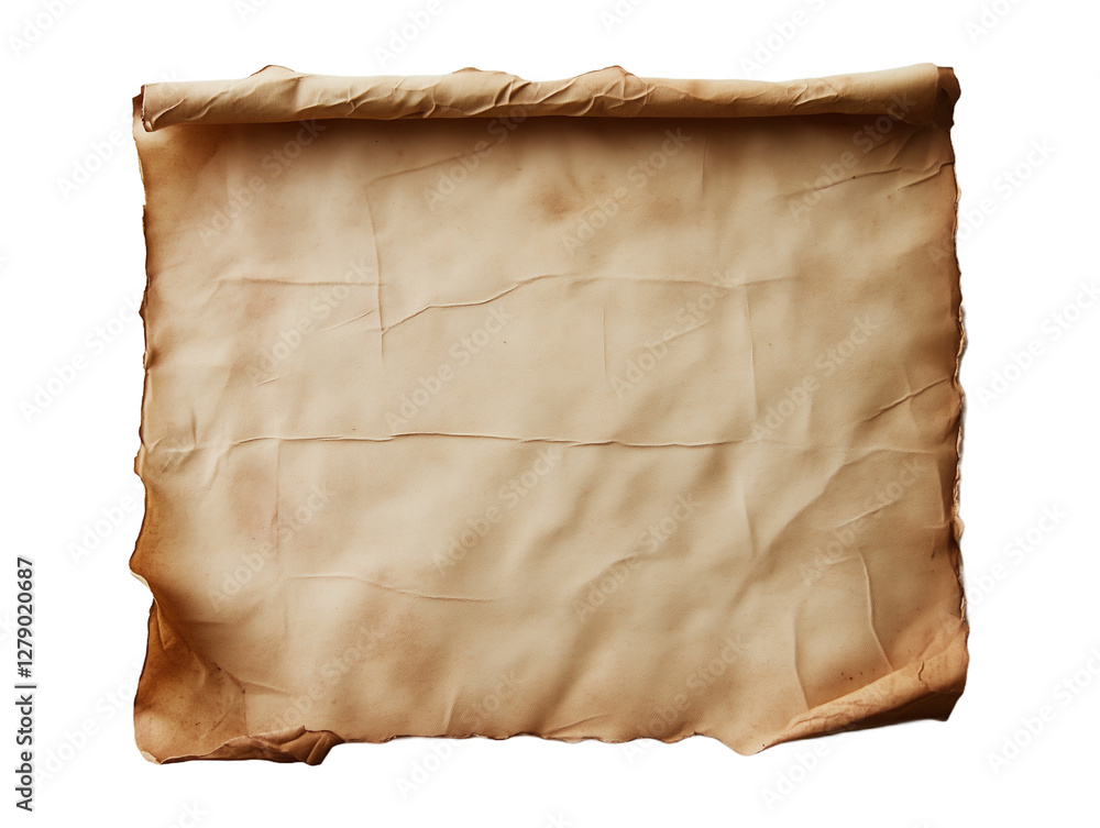 Blank Aged Parchment Scroll with Rolled Edges. Sheet of old paper with ...