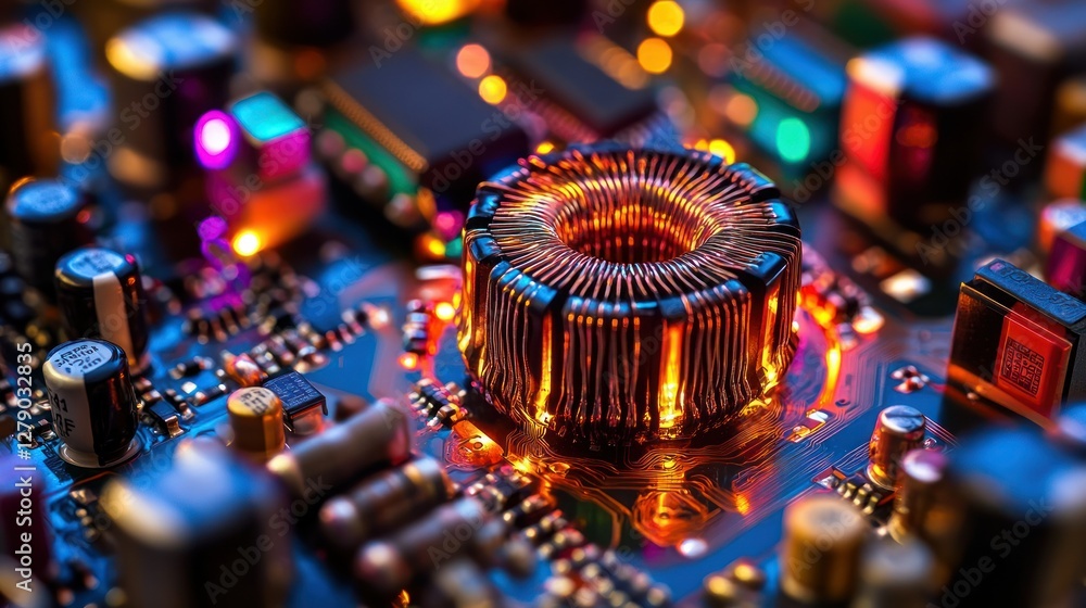 Illuminated circuit board with toroidal core inductors, precision ...