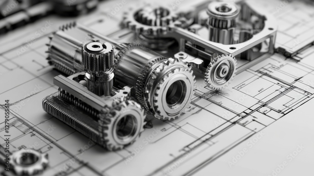 Analyzing mechanical designs engineering workshop black and white ...