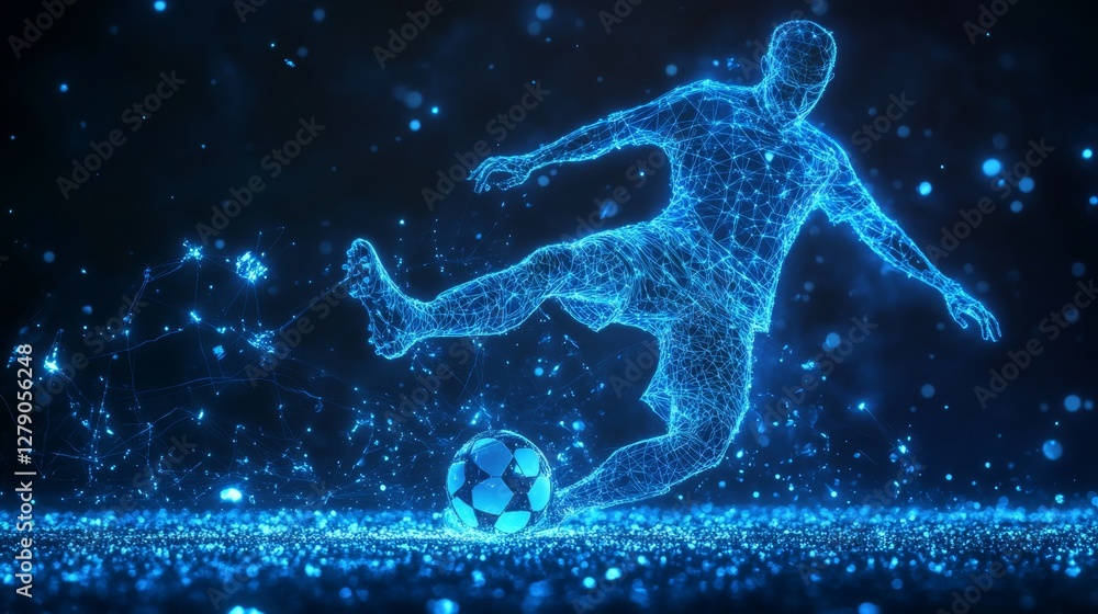Kinetic animation of a blue glowing sphere digital space animation ...