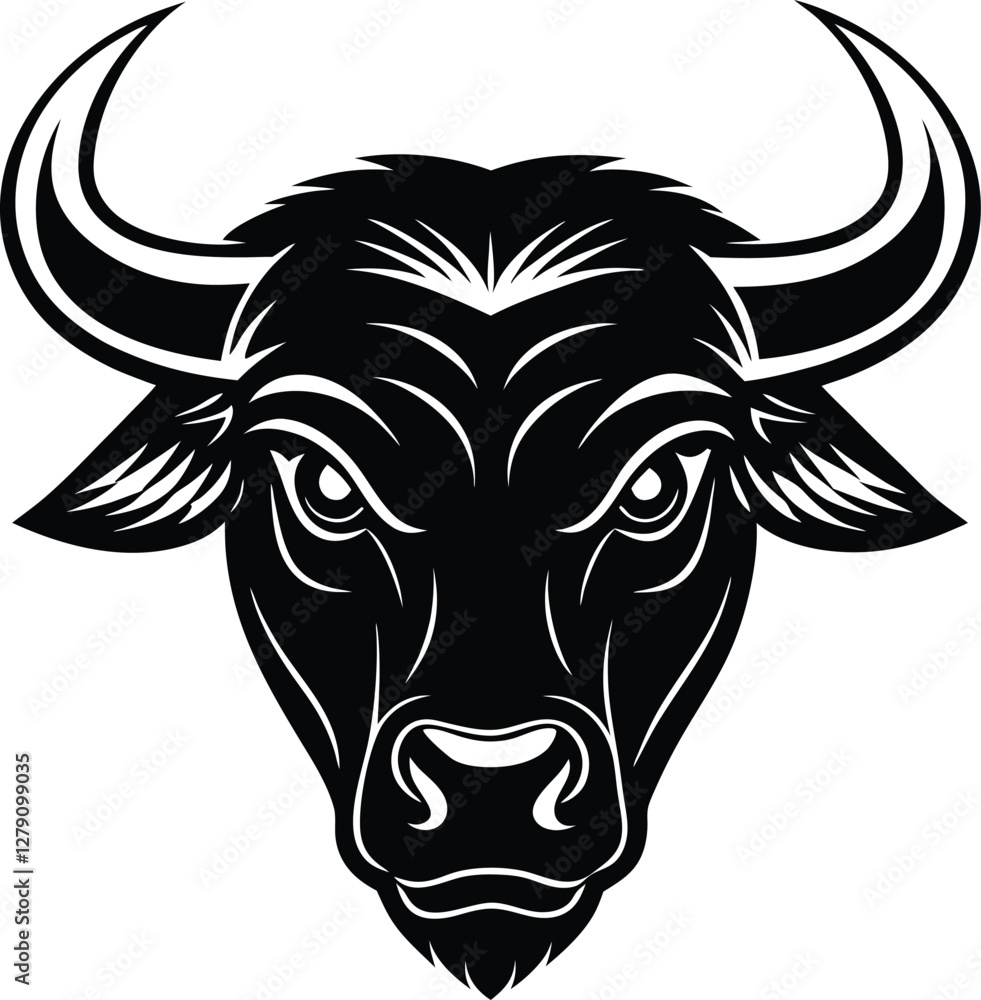 Angry bull head silhouette vector illustration, perfect for sports ...