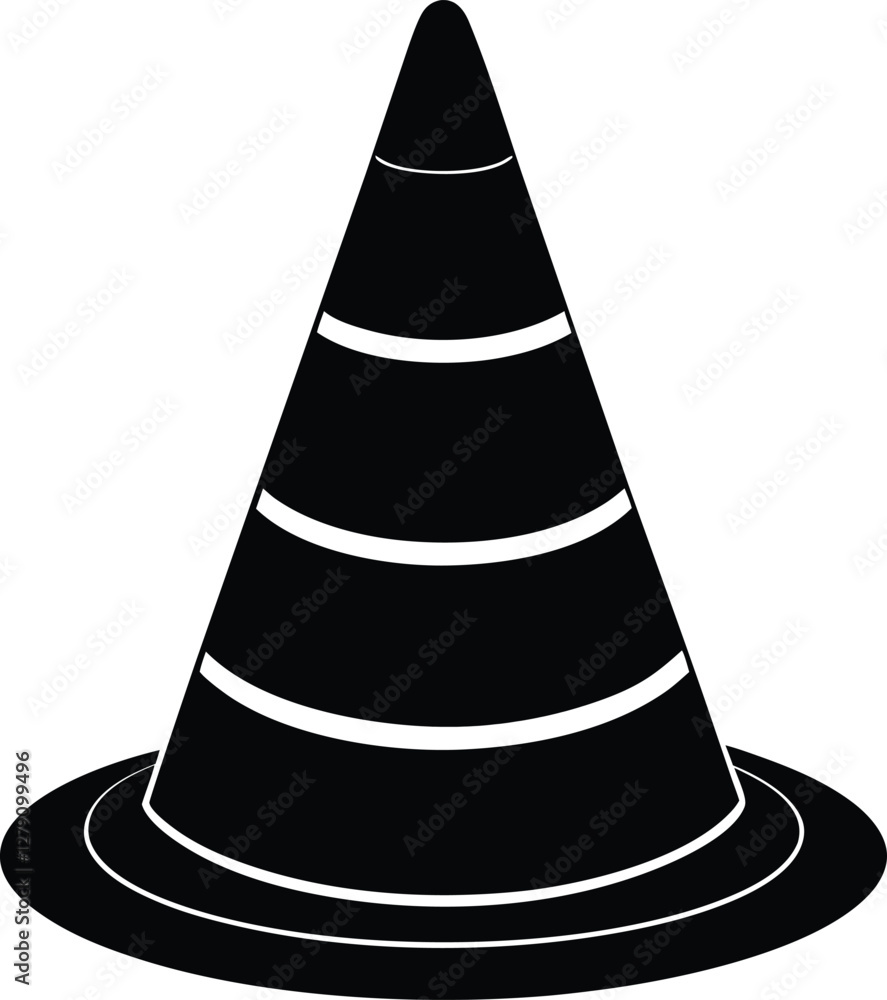 Traffic cone silhouette vector illustration for road safety ...