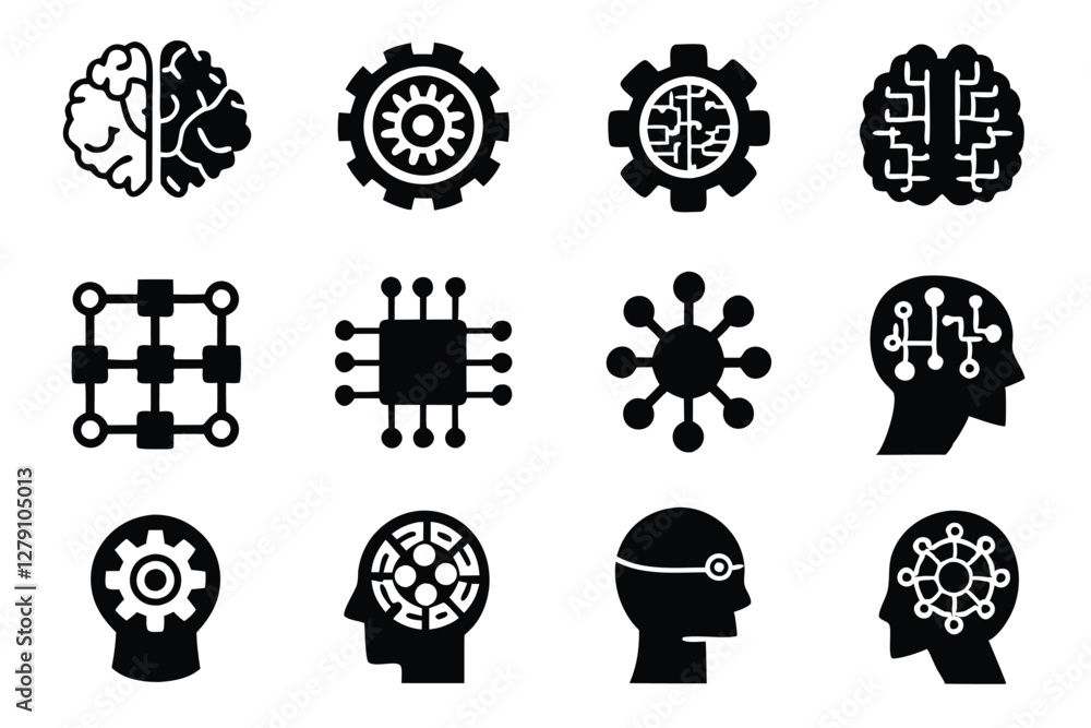 Design a collection of icons representing deep learning neural networks ...