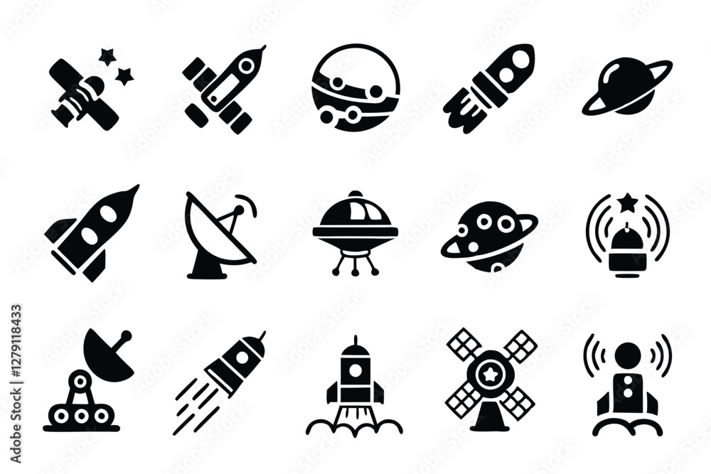 Create a high-resolution icon pack depicting 15 diverse elements of ...