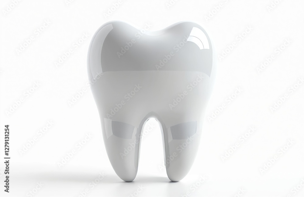Fascinating 3D white tooth isolated on white background. Rendered molar ...