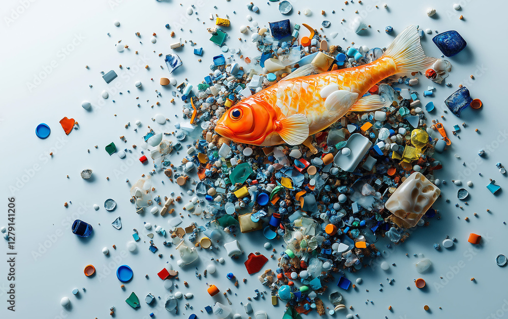 Microplastics nanoplastics pollution. Ocean impact. Environment health ...