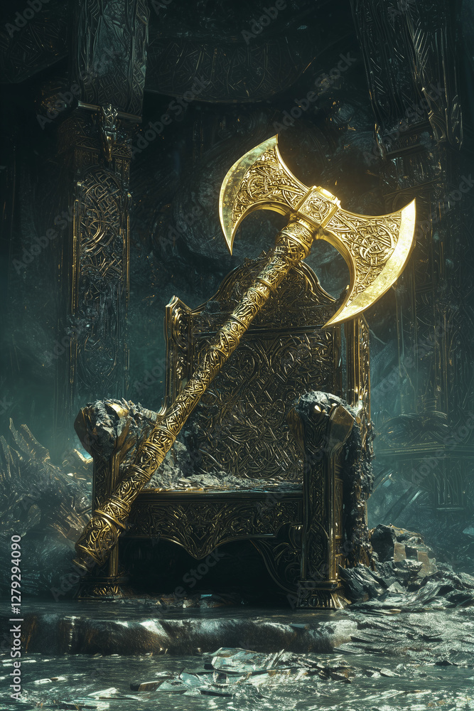 Golden Axe and Judicial Throne of Forseti – Symbol of Norse Justice and ...