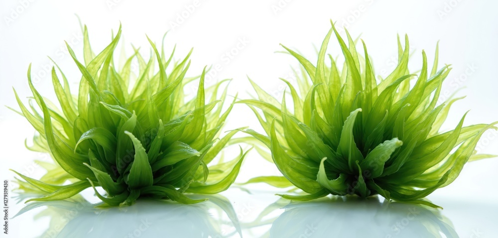 Set of Codium seaweed with vivid green color on transparent background ...