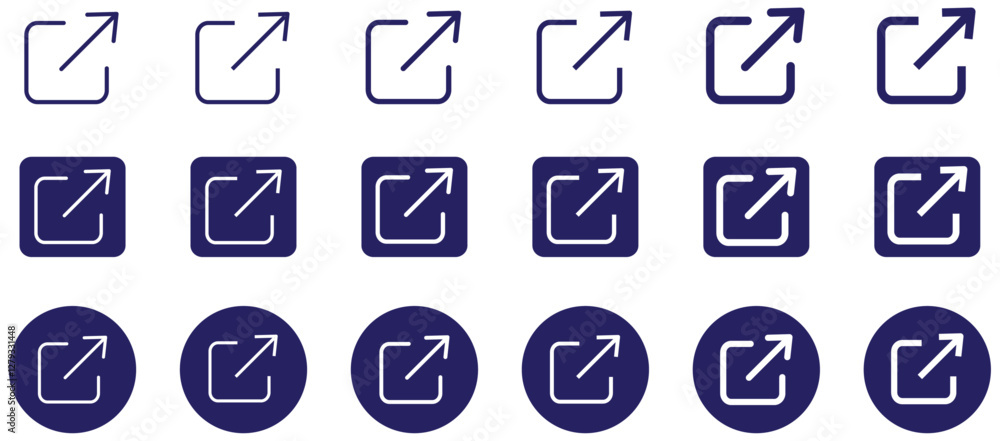 External link icons in different shapes and styles for user interface ...