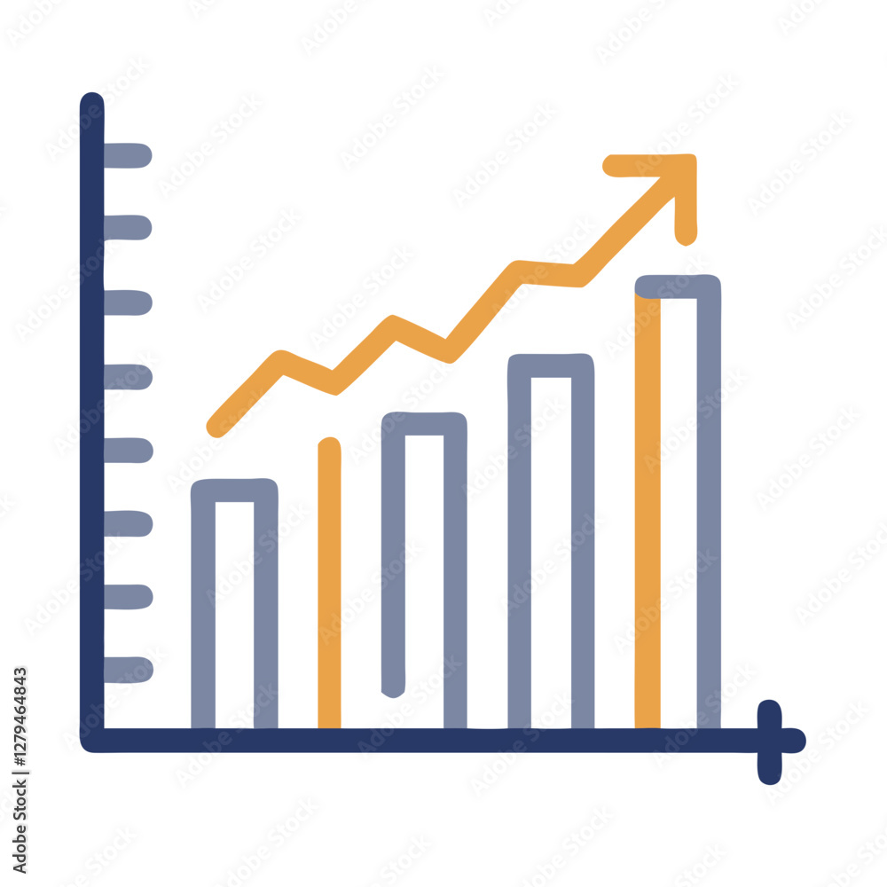 Bar graph icon depicting growth trends through a structured data ...