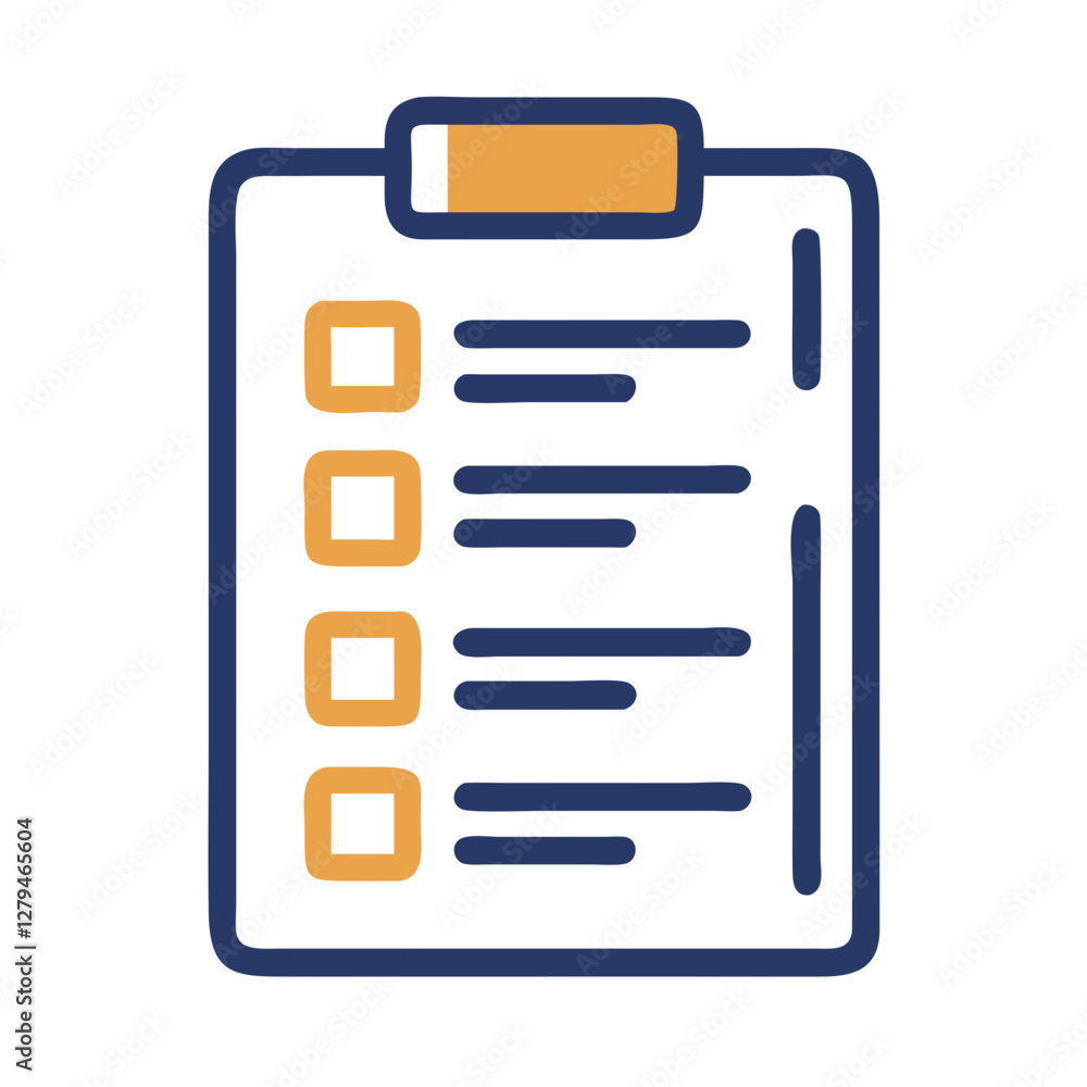Vector icon representing an inventory list with checkboxes providing a ...