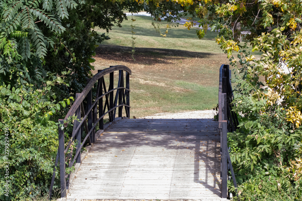 Aurora Nebraska Park walk bridge walk paths Stock Photo | Adobe Stock