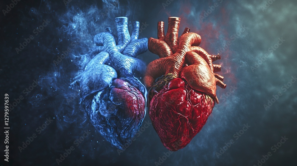Comparison of a healthy heart anatomy versus a diseased heart anatomy ...