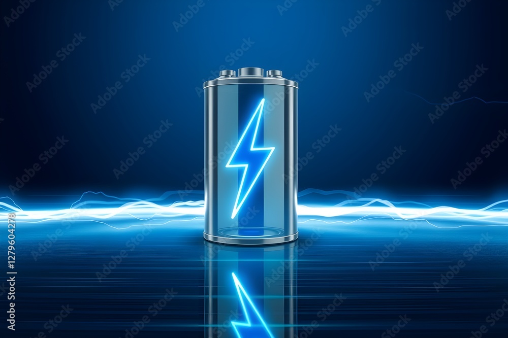 Futuristic energy tech concept. Advanced lithium ion battery with high ...
