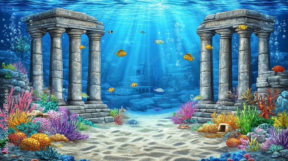 Retro vintage coral reef backgrounds in video games create an ...