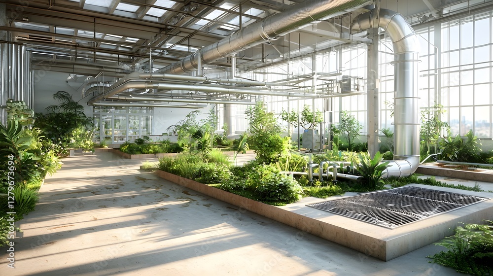 3D Render of an Advanced HVAC System Installed in the Eco Friendly and ...