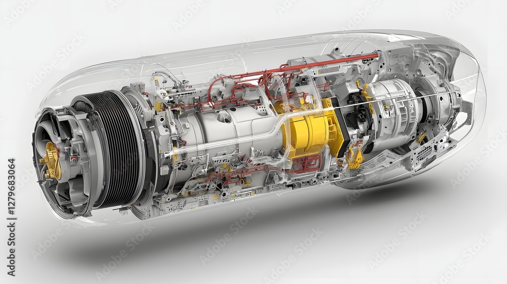 Detailed cross section showcasing the internal air conditioning ducts ...