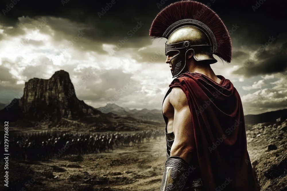 Emphasizing the strength and valor of Spartans in warfare. Stock ...