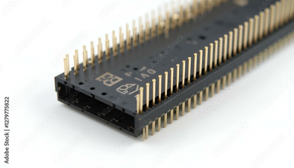 40 Pin GPIO connector header isolated on white background. 2x20 pins ...