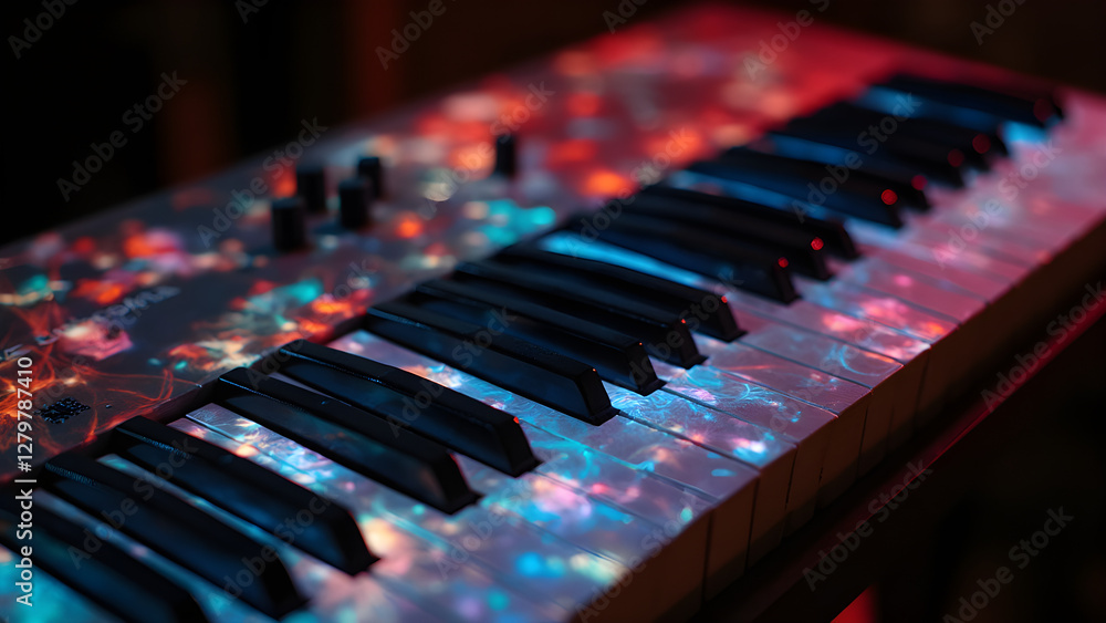 Projection mapping on keyboard. Ultra realistic light display over ...