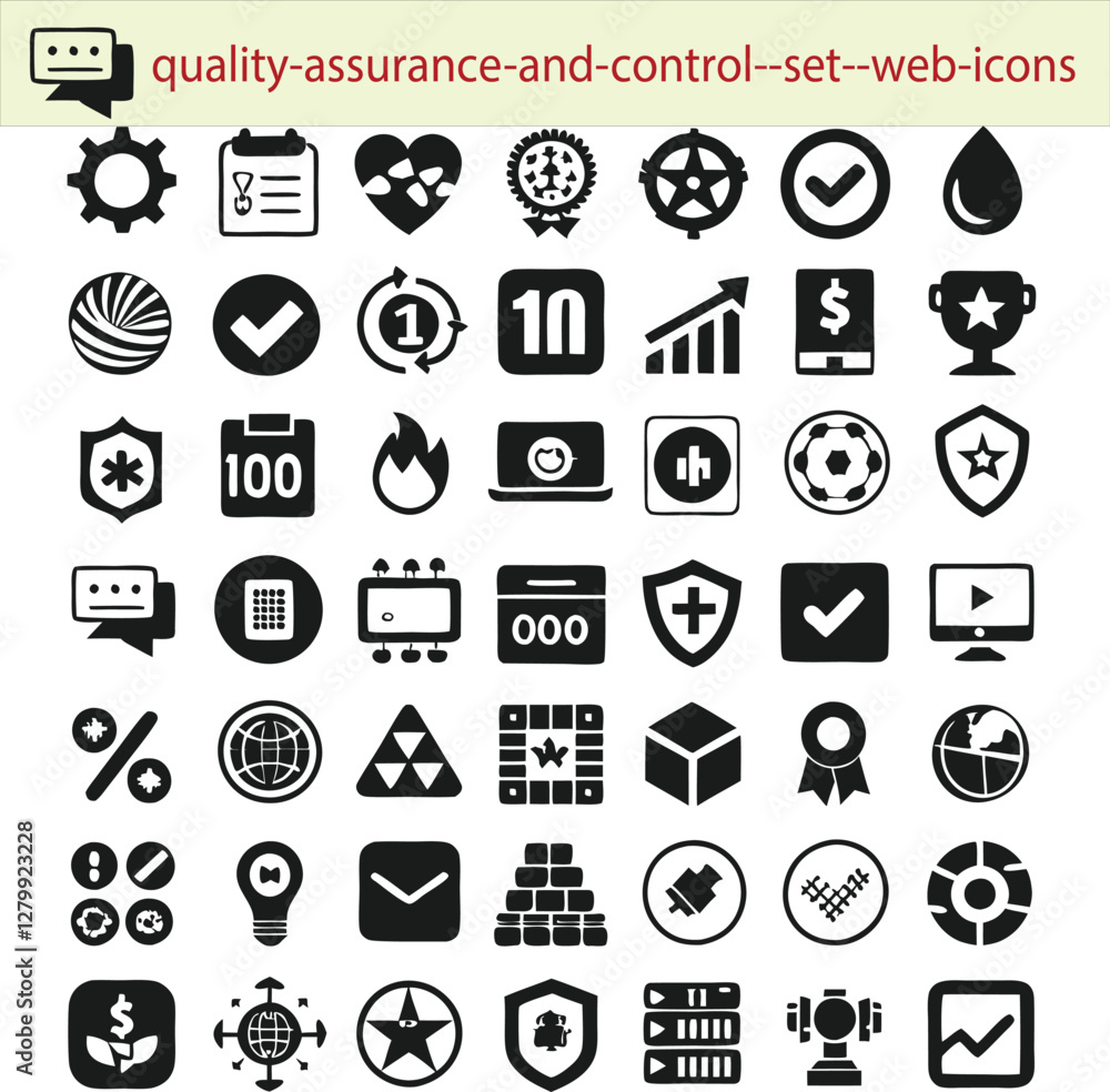 "Quality Assurance and Control Set" web icons represent elements like ...