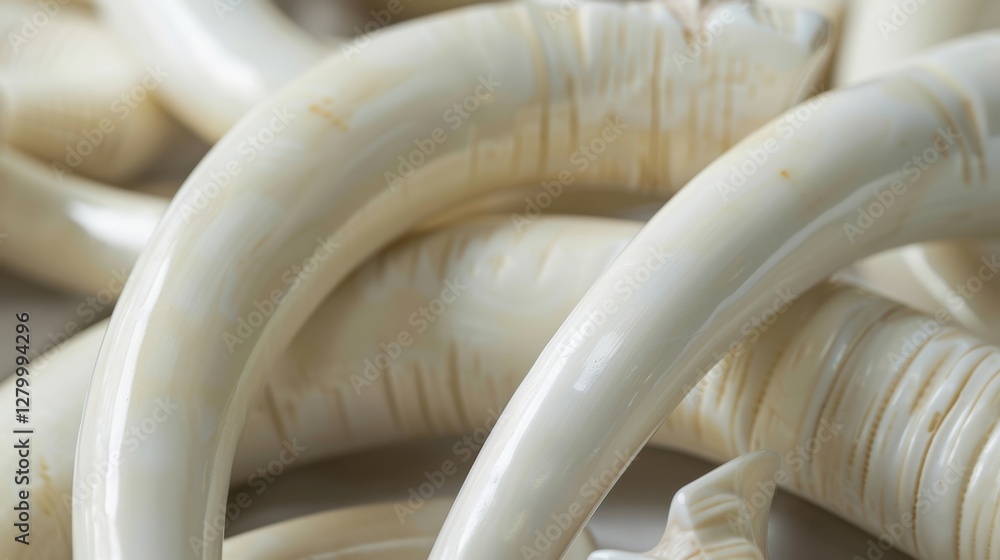 Ivory: Derived from elephant tusks, ivory is a dense, white material ...
