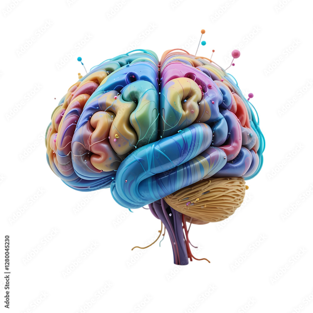 Colorful Brain Anatomy: 3D Model, Neuroanatomy, Cognitive Function ...